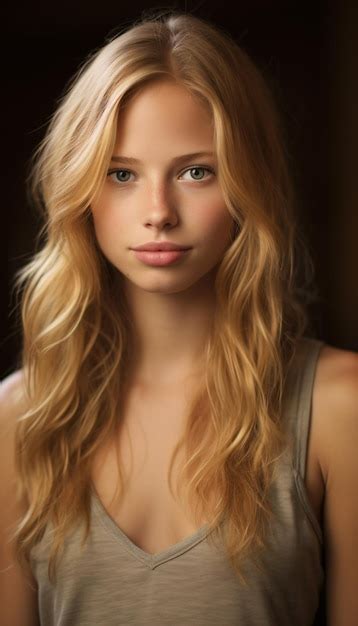 Premium AI Image Portrait Of A Beautiful Youny Skinny Women With Long Hair