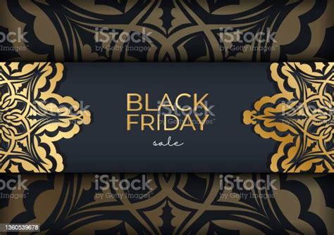 빈티지 골드 장식 어두운 파란색 블랙 프라이데이 판매 광고 템플릿 개념에 대한 스톡 벡터 아트 및 기타 이미지 개념 낮