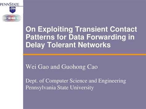 Ppt On Exploiting Transient Contact Patterns For Data Forwarding In Delay Tolerant Networks