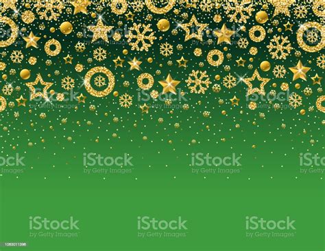 황금 빛나는 눈송이 별 벡터 일러스트 레이 션의 구조를 가진 녹색 크리스마스 카드 0명에 대한 스톡 벡터 아트 및 기타 이미지 0명 2019년 겨울 Istock