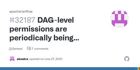 Dag Level Permissions Are Periodically Being Deleted · Apache Airflow · Discussion 32187 · Github