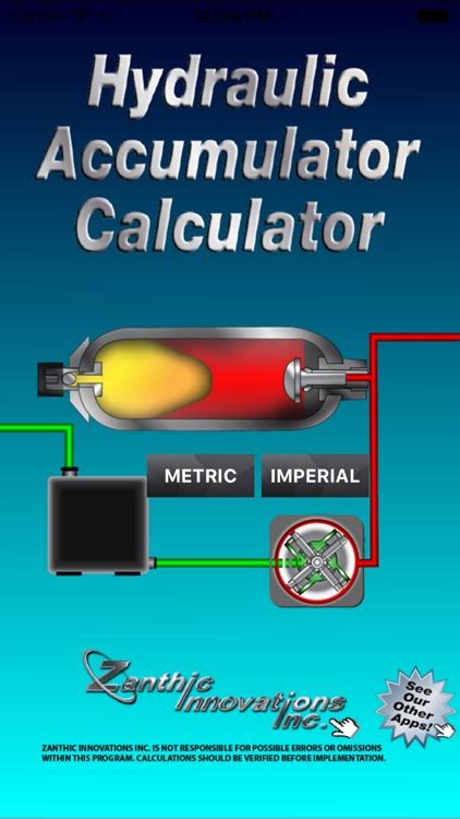 Hydraulic Accumulator Calculator By Zanthic Innovations Inc