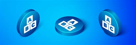 파란색 배경에서 격리된 아이콘을 차단하는 등색 Abc 블록입니다 문자 A B C 블루 원 버튼알파벳 큐브 벡터 3차원 형태에 대한 스톡 벡터 아트 및 기타 이미지 Istock