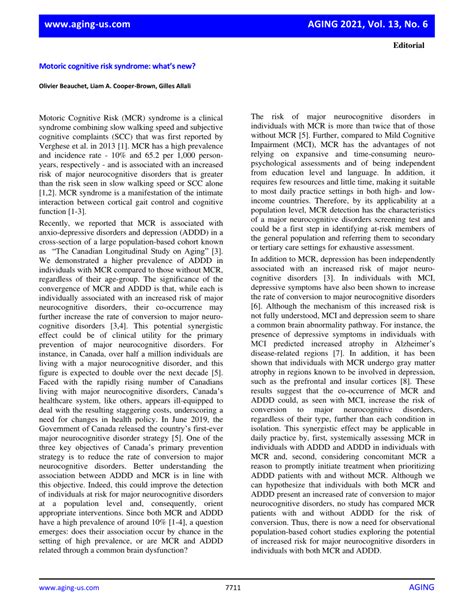 Pdf Motoric Cognitive Risk Syndrome Whats New