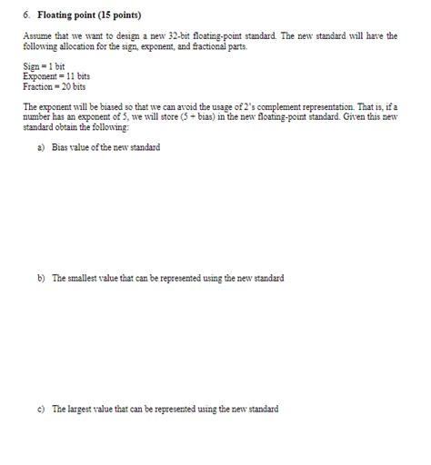 Solved Floating Point Points Assume That We Want To Chegg Com