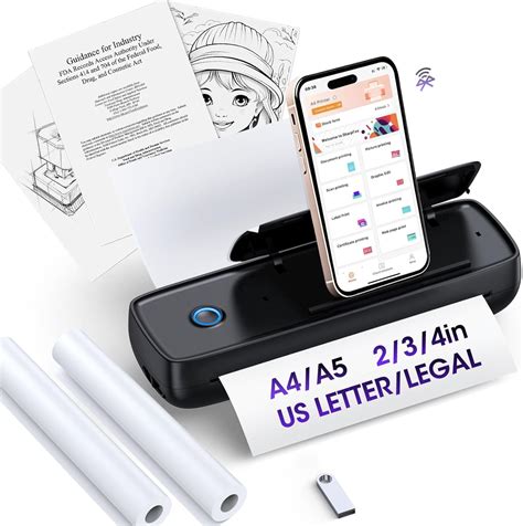 Amazon Com GUTHERREN Inkless Portable Printer Wireless For Travel 504DPI High Resolution
