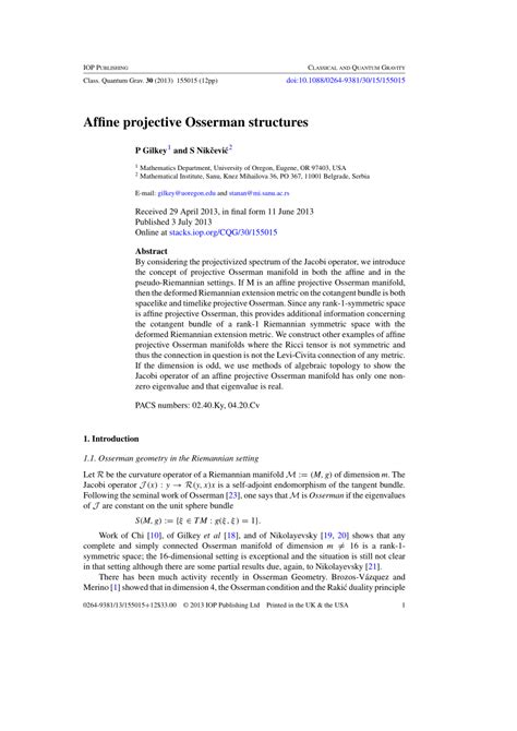 Affine Projective Osserman Structures