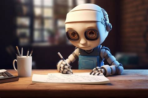 Premium Ai Image A Smart Humanoid Robot Showcasing Creativity With A Pen