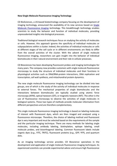 Ppt New Single Molecule Fluorescence Imaging Technology Powerpoint