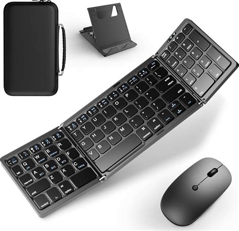 Rimyet Foldable Keyboard And Mouse Combo Portable Travel Keyboard With Numeric