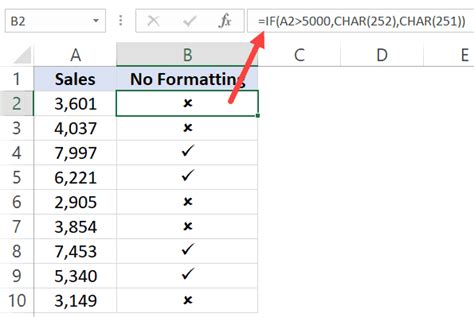 Check Mark In Excel Formula Printable Templates
