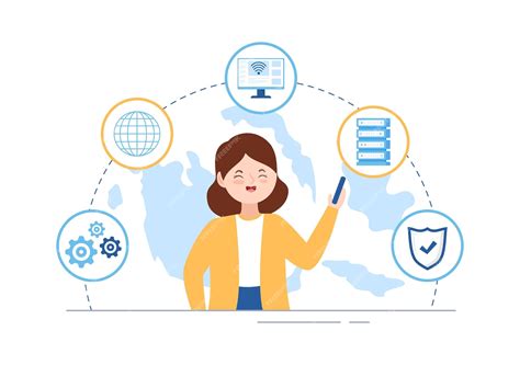 Premium Vector Intranet Internet Network Connection Technology In Template Hand Drawn Cartoon