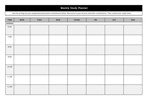 Weekly Study Plan Exley