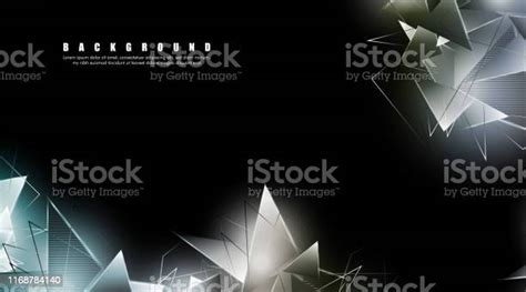 겹치는 빛나는 삼각형이 있는 추상적 배경입니다 격리 된 검은 색 배경 Eps 10의 벡터 그림 3차원 형태에 대한 스톡 벡터 아트 및 기타 이미지 Istock