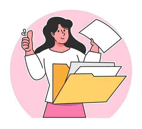 A Woman Searches For Data From A Document Folder 33219273 Vector Art At Vecteezy
