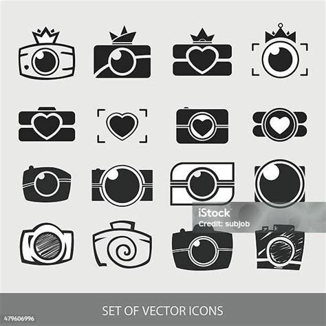 카메라 아이콘크기 벡터 설정합니다 트렌디한 지역으로 1930년대 포토서제스트 아이콘을 선택하여 카메라에 대한 스톡 벡터 아트 및 기타 이미지 Istock