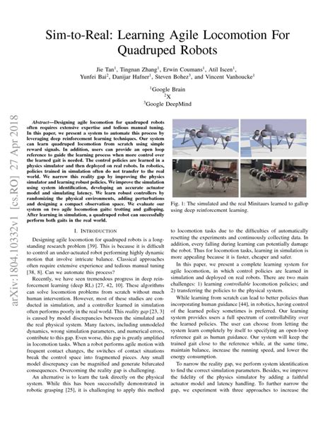 Sim To Real Learning Agile Locomotion For Quadruped Robots Deepai