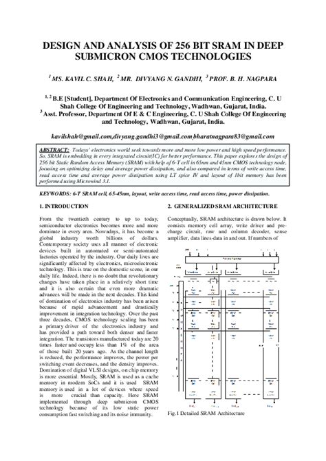 Pdf Design And Implementation Of 256 Bit Cmos Memory Cell At 45nm Using Cadence Virtuoso