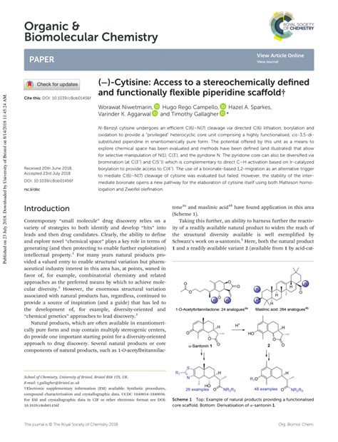 Pdf Cytisine An Entry Point For A Stereochemically Defined And