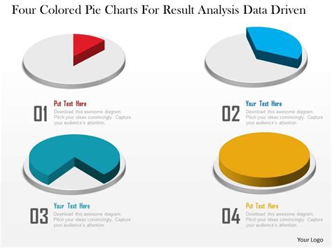 1214 four colored pie charts for result analysis data driven powerpoint slide presentation