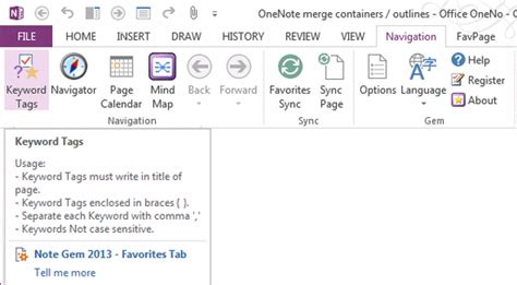 OneNote Gem Keyword Tags Office OneNote Gem Add Ins