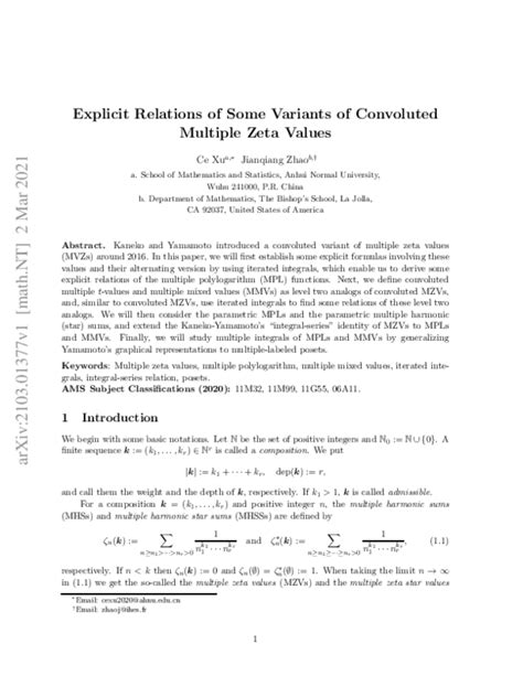 Pdf Explicit Relations Of Some Variants Of Convoluted Multiple Zeta Values