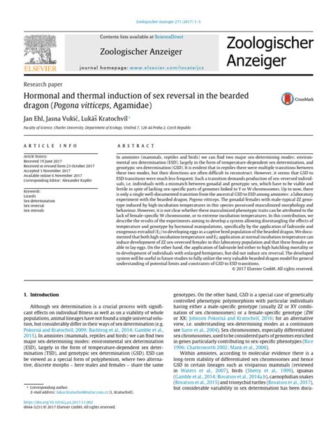 Hormonal And Thermal Induction Of Sex Reversal In The Bearded Dragon