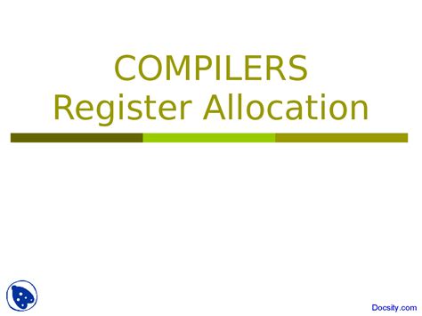 Register Allocation Compilers Code Generation Lecture Slides Docsity