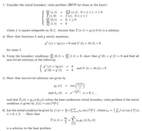 Solved 1 Consider The Initial Boundary Value Problem Ibvp