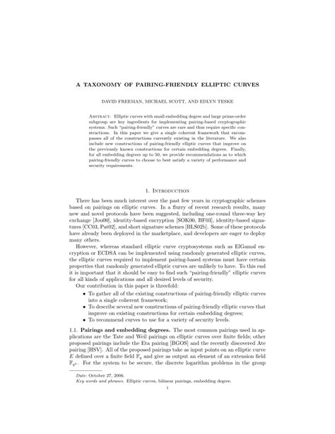 Pdf A Taxonomy Of Pairing Friendly Elliptic Curves