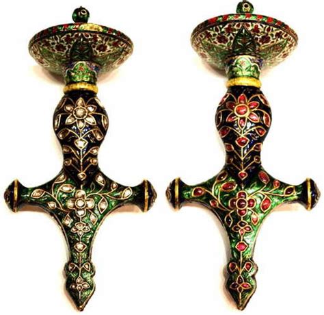 571 19th C Enameled Gold Diamond Ruby Sword Hilt