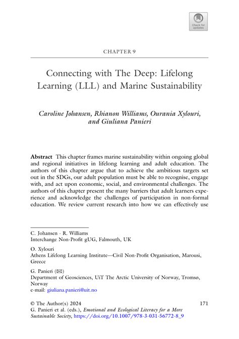 Pdf Connecting With The Deep Lifelong Learning Lll And Marine Sustainability