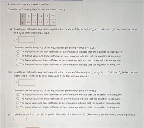 Solved A Statistical Program Is Recommended Consider The Chegg