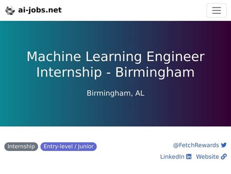 Hiring Internship Machine Learning Engineer Internship Birmingham