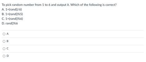 Solved To Pick Random Number From 1 To 6 And Output It