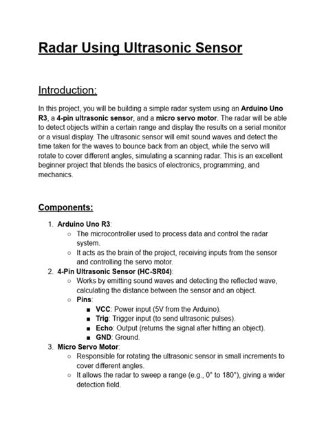 Radar Using Ultrasonic Sensor Pdf Radar Sonar