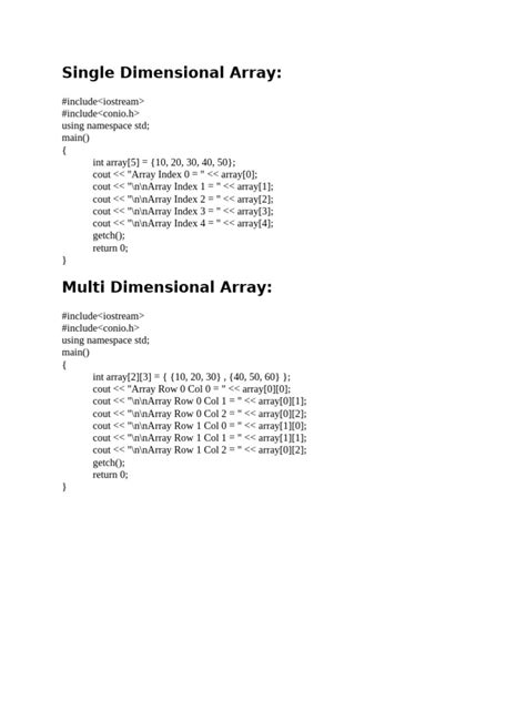 Single Dimensional Array301 Pdf Namespace Computing