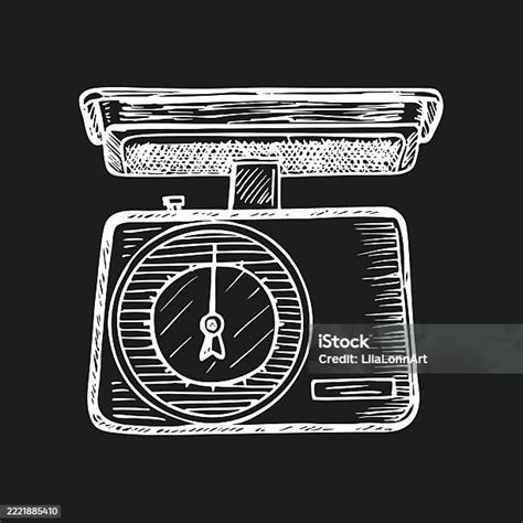 저울 가중치 손으로 그린 벡터 스케치 그림 저울 측정기의 조각 스타일로 윤곽 그리기 상점 시장 상점 개념 0명에 대한 스톡 벡터 아트 및 기타 이미지 Istock