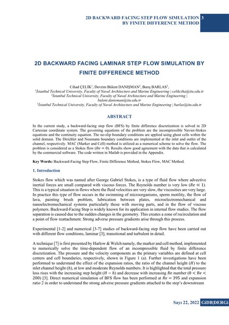 PDF D BACKWARD FACING LAMINAR STEP FLOW SIMULATION BY FINITE DIFFERENCE METHOD