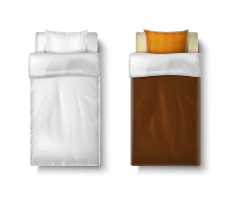 3d Realistic Vector Icon Set Single Bed Frame With Matress And Duvet In White Red Blue Color