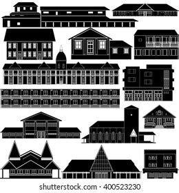 Western Silhouette Panorama Wild West Traditional Stock Vector Royalty