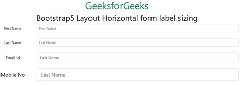 Bootstrap 5 Layout Horizontal Form Label Sizing Geeksforgeeks