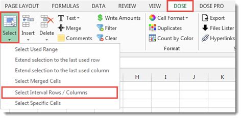 Excel Select Interval Rows Columns Zbrainsoft