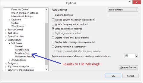 Sql Server How Can We Change The Default Settings For Save Query Result To File In SSMS