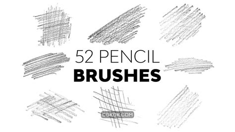 براش مداد فتوشاپ Pencil Brushes دانلود 52 براش فتوشاپ