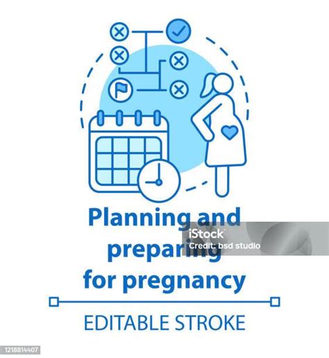 임신 콘셉트 아이콘을 기획하고 준비한다 계획 된 부모힙 아이디어 얇은 라인 일러스트 미래의 어머니 달력 방법 배란 벡터 절연 윤곽선 도면 편집 가능한 스트로크 임신에 대한