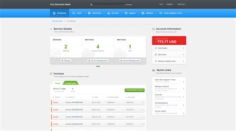 Modern Panel Client Area Theme Hostbill Billing And Automation
