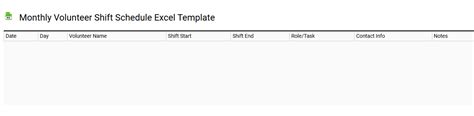 Free Volunteer Shift Schedule Excel Template Easy To Use Scheduling