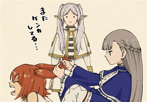 Grabbing Another S Hair Danbooru