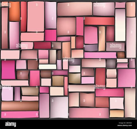 Abstract Composition With Pink Orange Square And Rectangular Shapes